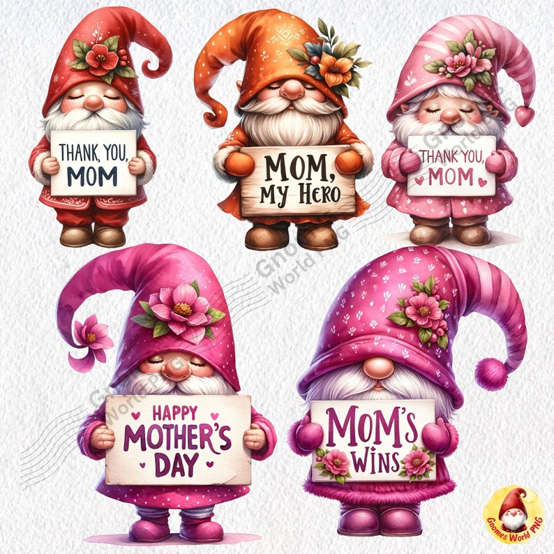 Mother's Day Gnomes Clipart, Love Mom Gnome Png, Mother's Day Png, Gift ...