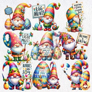 Easter Gnomes Clipart, Cute Watercolor Easter Gnome, Colorful Spring ...