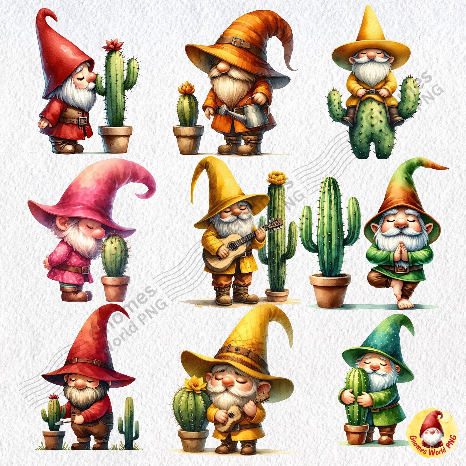 Cactus Gnome Clipart, Cute Gnomes PNG, Gnomes Sublimation, Gnomes ...