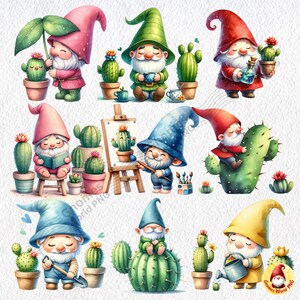 Cactus Gnome Clipart, Cute Gnomes PNG, Gnomes Sublimation, Gnomes ...