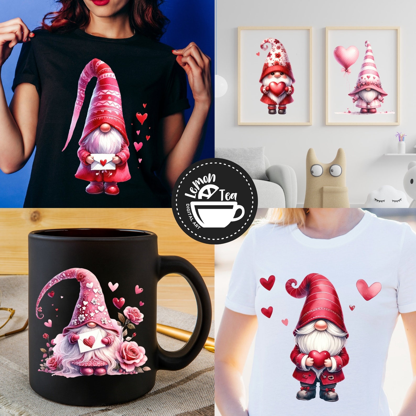 Watercolor Valentine Gnomes PNG Clipart, Valentine's Day PNG ...