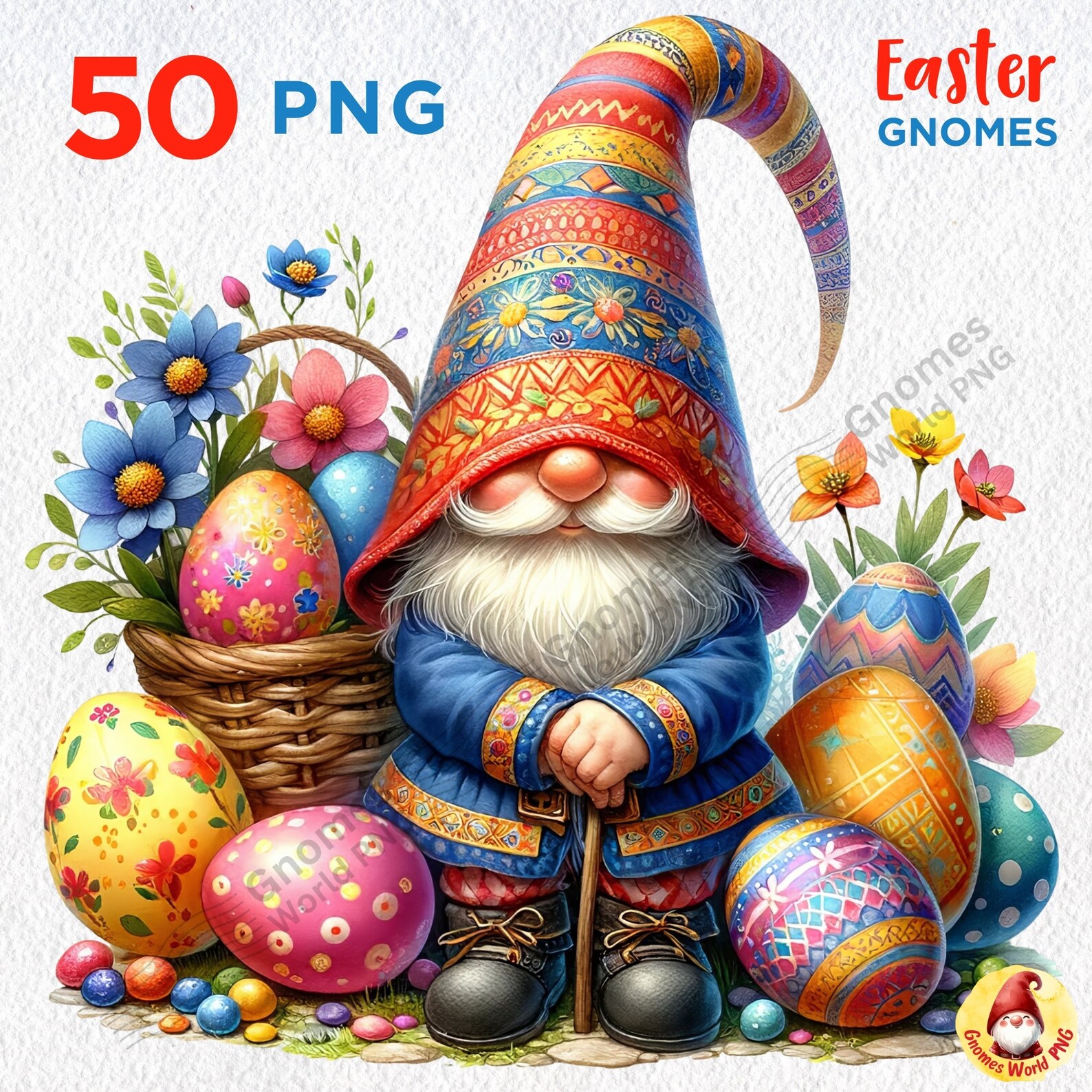 Watercolor Easter Gnomes Clipart, Cute Colorful Easter Gnome, Spring ...