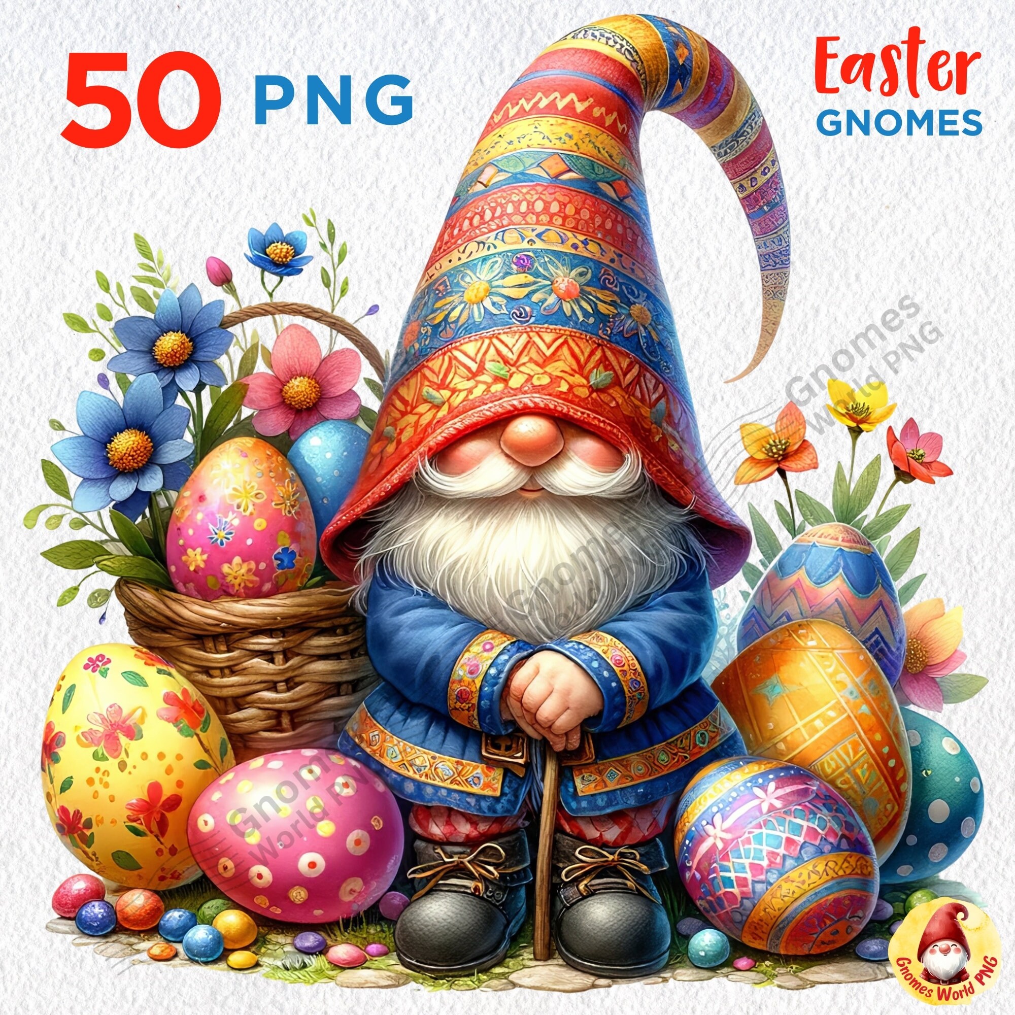 Watercolor Easter Gnomes Clipart, Cute Colorful Easter Gnome, Spring ...