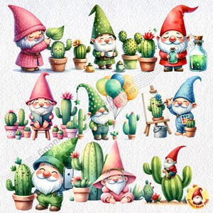Cactus Gnome Clipart, Cute Gnomes PNG, Gnomes Sublimation, Gnomes ...