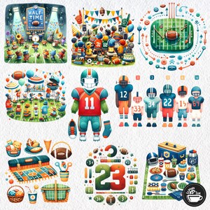 Cute Watercolor American Football Clipart Set, Cute Sports ...