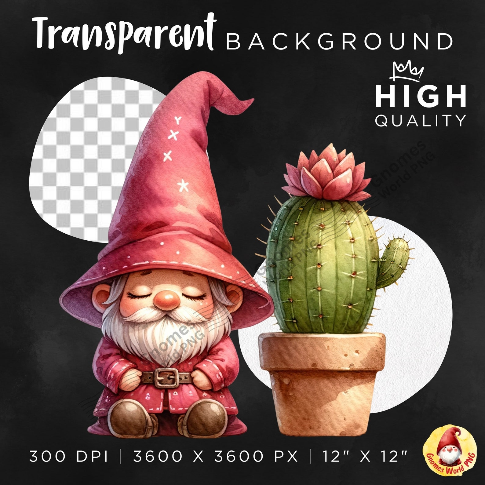 Cactus Gnome Clipart, Cute Gnomes PNG, Gnomes Sublimation, Gnomes ...