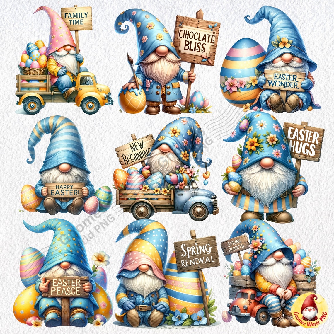 Watercolor Easter Gnomes Clipart, Cute Pastel Easter Gnome, Spring ...