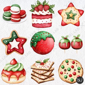 Christmas Sweets Clipart, Cute Watercolor Xmas Dessert Png, X'mas Gift ...