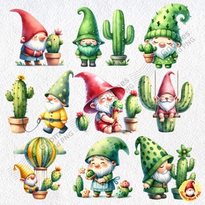 Cactus Gnome Clipart, Cute Gnomes PNG, Gnomes Sublimation, Gnomes ...
