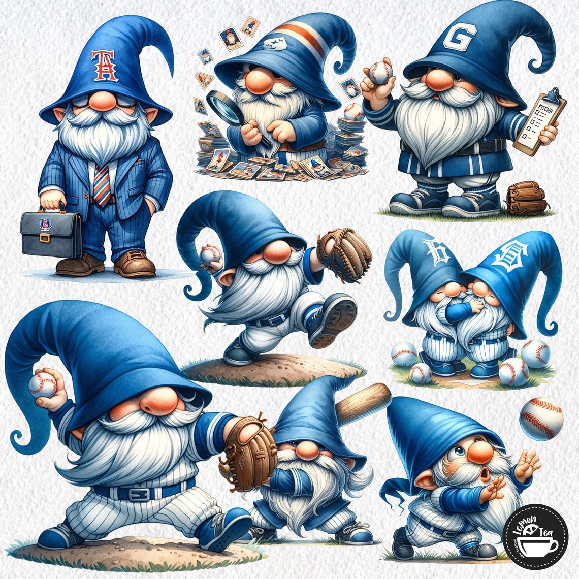 Watercolor Baseball Gnomes Clipart, Cute Gnomes PNG, Sport Gnomes, 30 ...