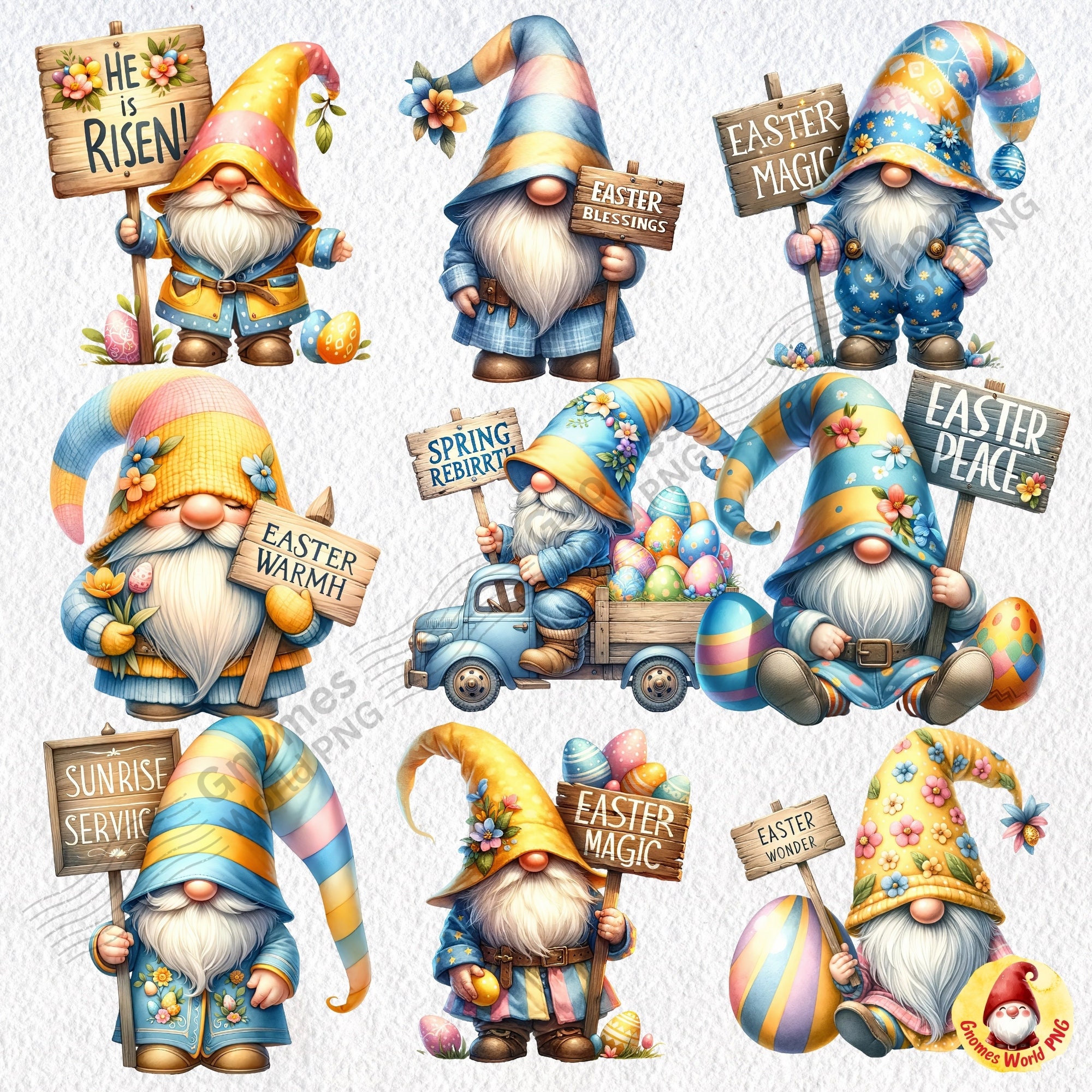 Watercolor Easter Gnomes Clipart, Cute Pastel Easter Gnome, Spring ...