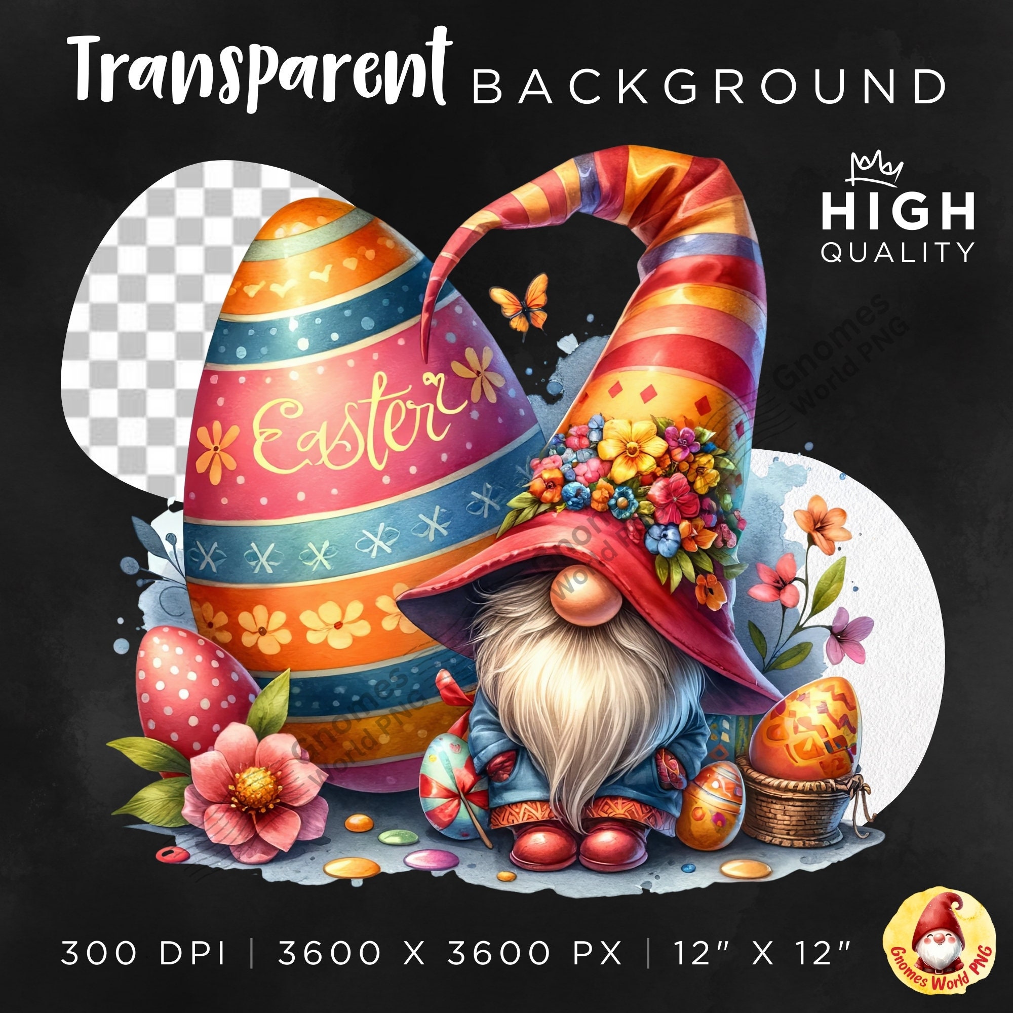 Watercolor Easter Gnomes Clipart, Cute Colorful Easter Gnome, Spring ...