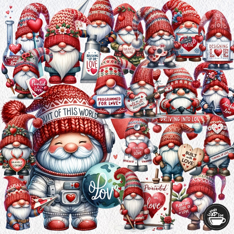 Watercolor Valentine Gnomes PNG Clipart, Valentine's Day PNG ...