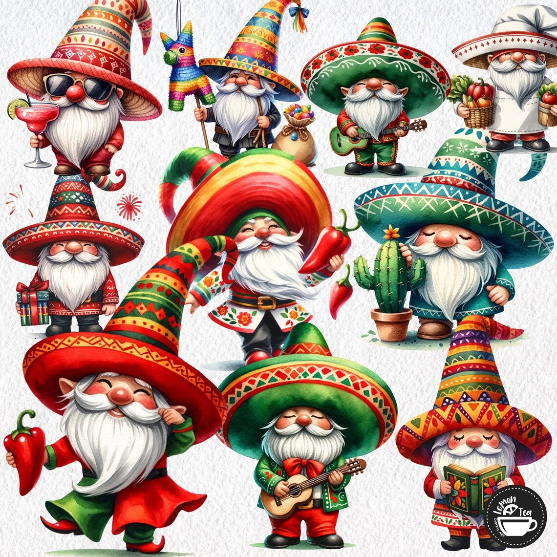 Watercolor Cinco De Mayo Gnomes PNG Clipart, Mexican Fiesta Gnomes PNG ...
