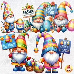 Easter Gnomes Clipart, Cute Watercolor Easter Gnome, Colorful Spring ...