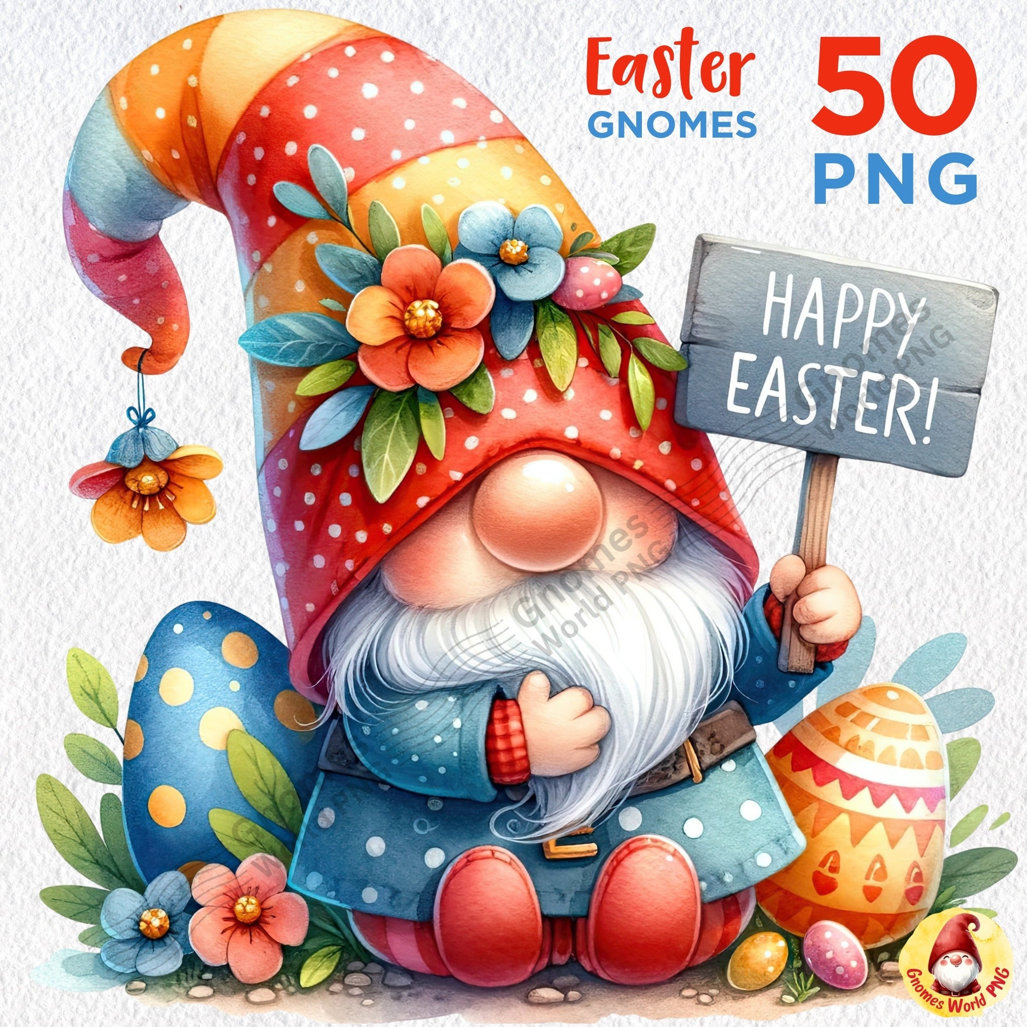 Watercolor Easter Gnomes Clipart, Cute Pastel Easter Gnome, Spring ...