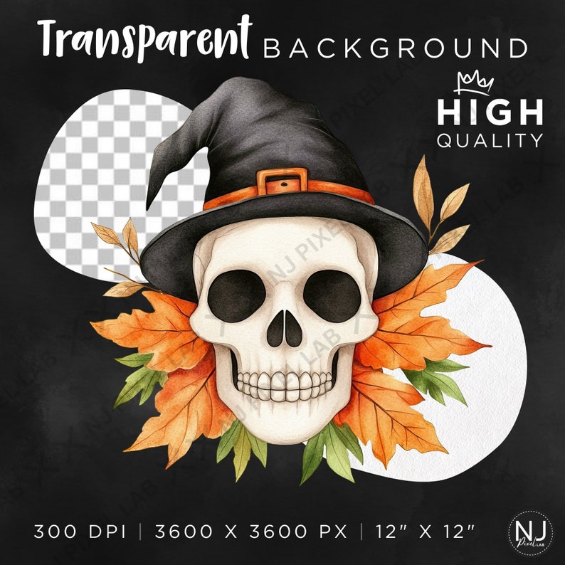 Watercolor Halloween Clipart, Cute Spooky PNG, Halloween Clipart ...