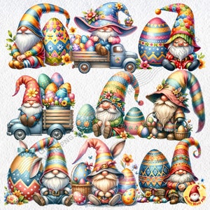 Watercolor Easter Gnomes Clipart, Cute Colorful Easter Gnome, Spring ...