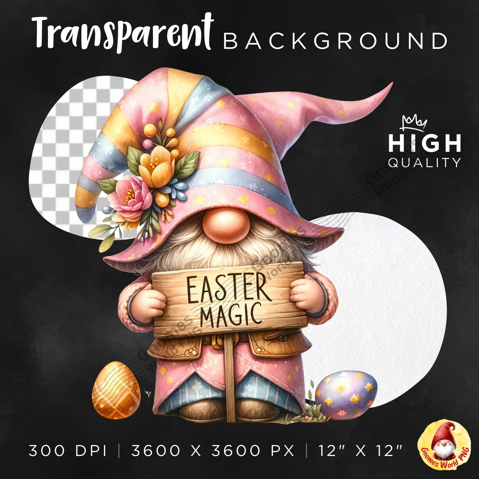 Watercolor Easter Gnomes Clipart, Cute Pastel Easter Gnome, Spring ...