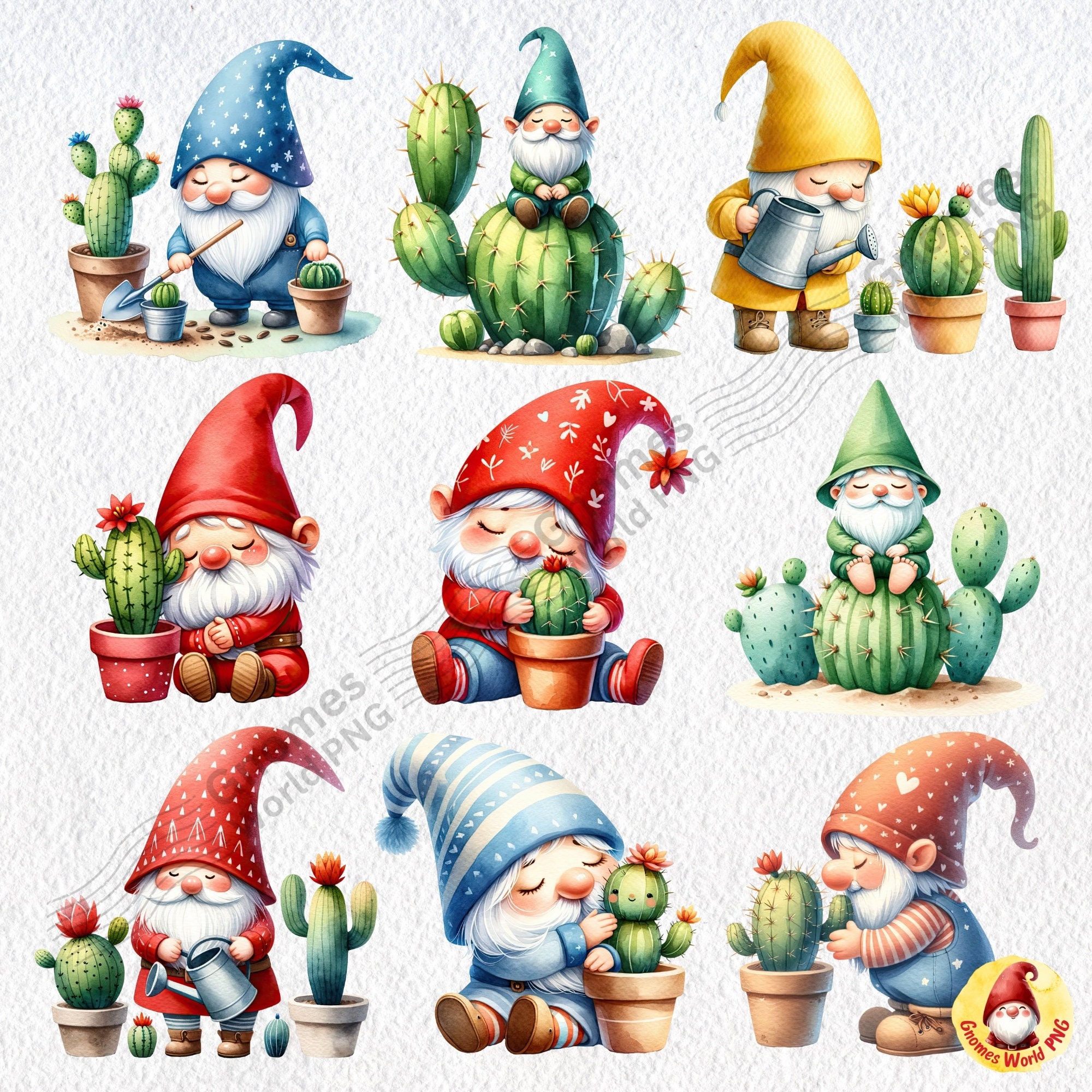 Cactus Gnome Clipart, Cute Gnomes PNG, Gnomes Sublimation, Gnomes ...