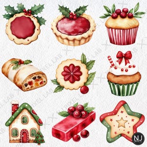 Christmas Sweets Clipart, Cute Watercolor Xmas Dessert Png, X'mas Gift ...