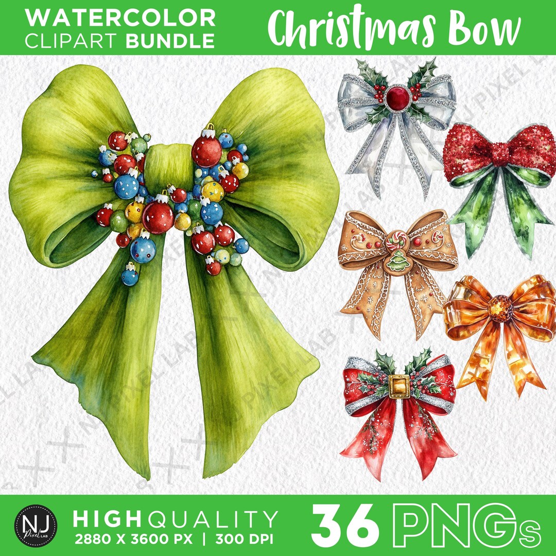 Christmas Coquette Bow PNG Bundle, Christmas Santa Bow Clipart, Xmas ...