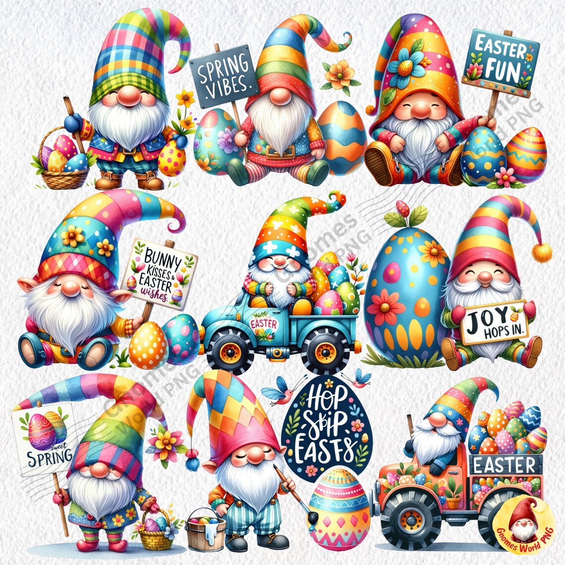 Easter Gnomes Clipart, Cute Watercolor Easter Gnome, Colorful Spring ...