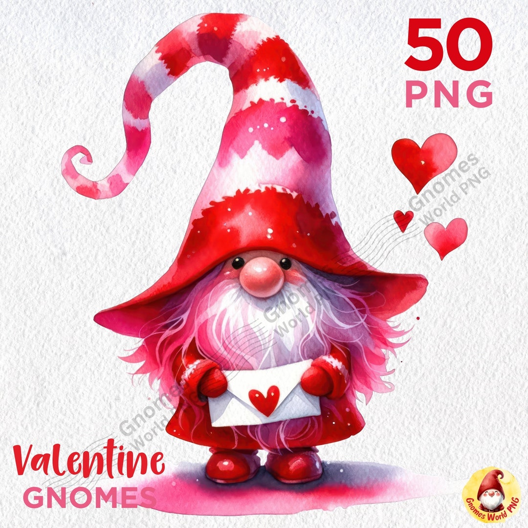 Watercolor Valentine Gnomes PNG Clipart, Valentine's Day PNG ...