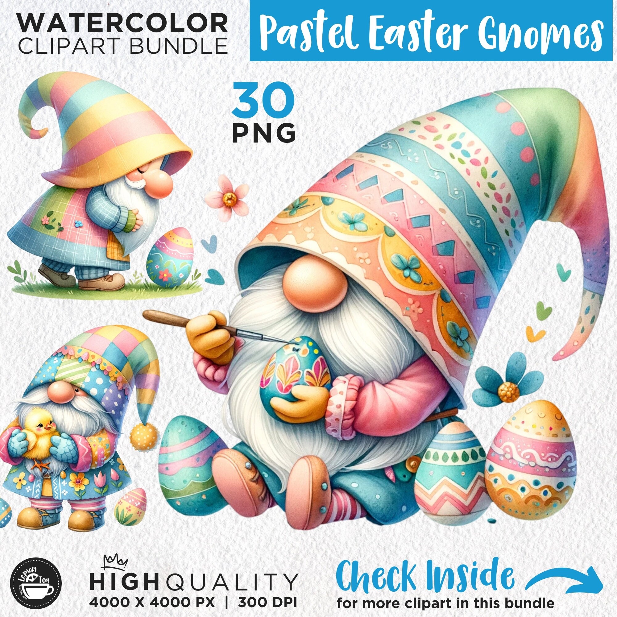 Watercolor Easter Gnomes Clipart, Cute Pastel Easter Gnome, Spring ...