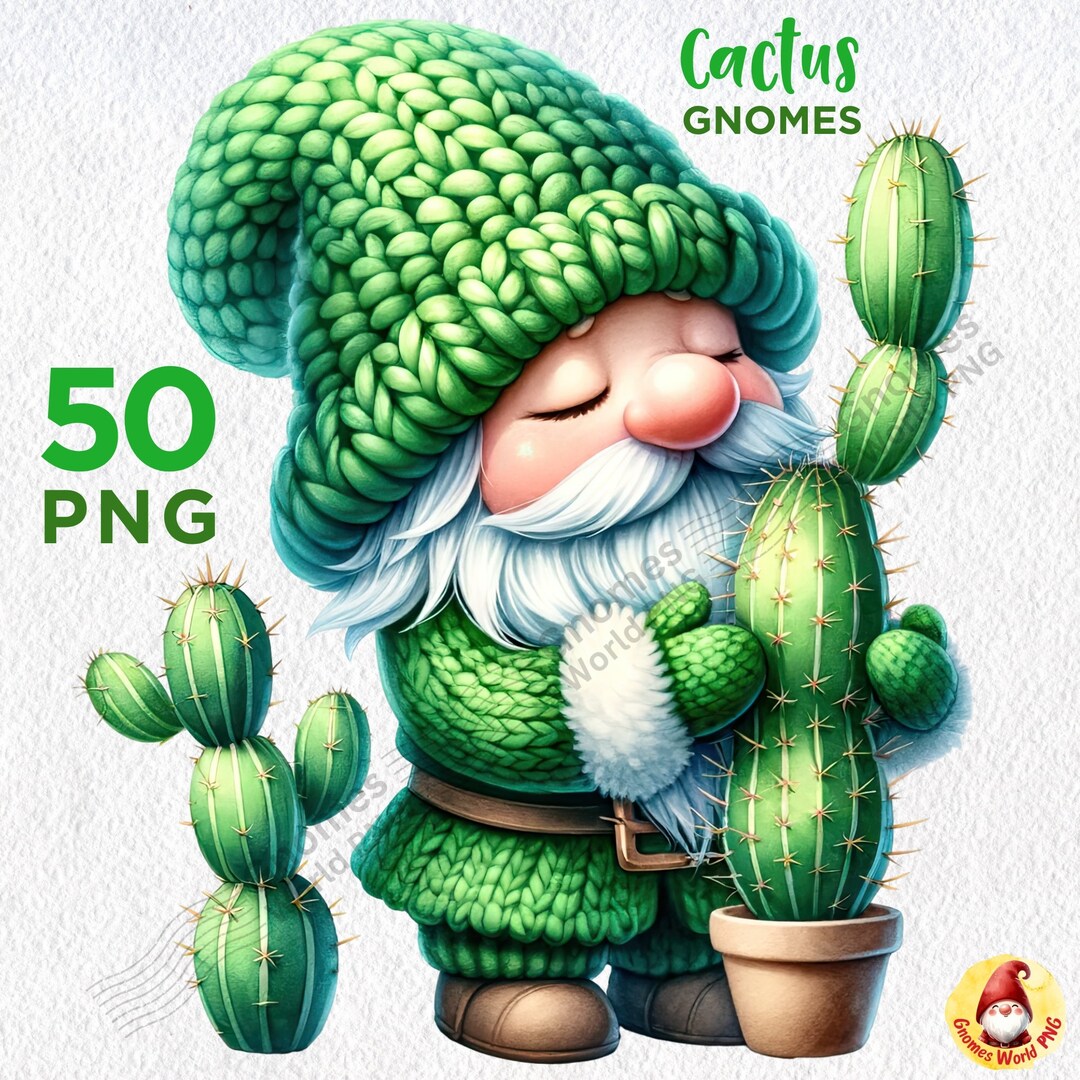 Cactus Gnome Clipart, Cute Gnomes PNG, Gnomes Sublimation, Gnomes ...