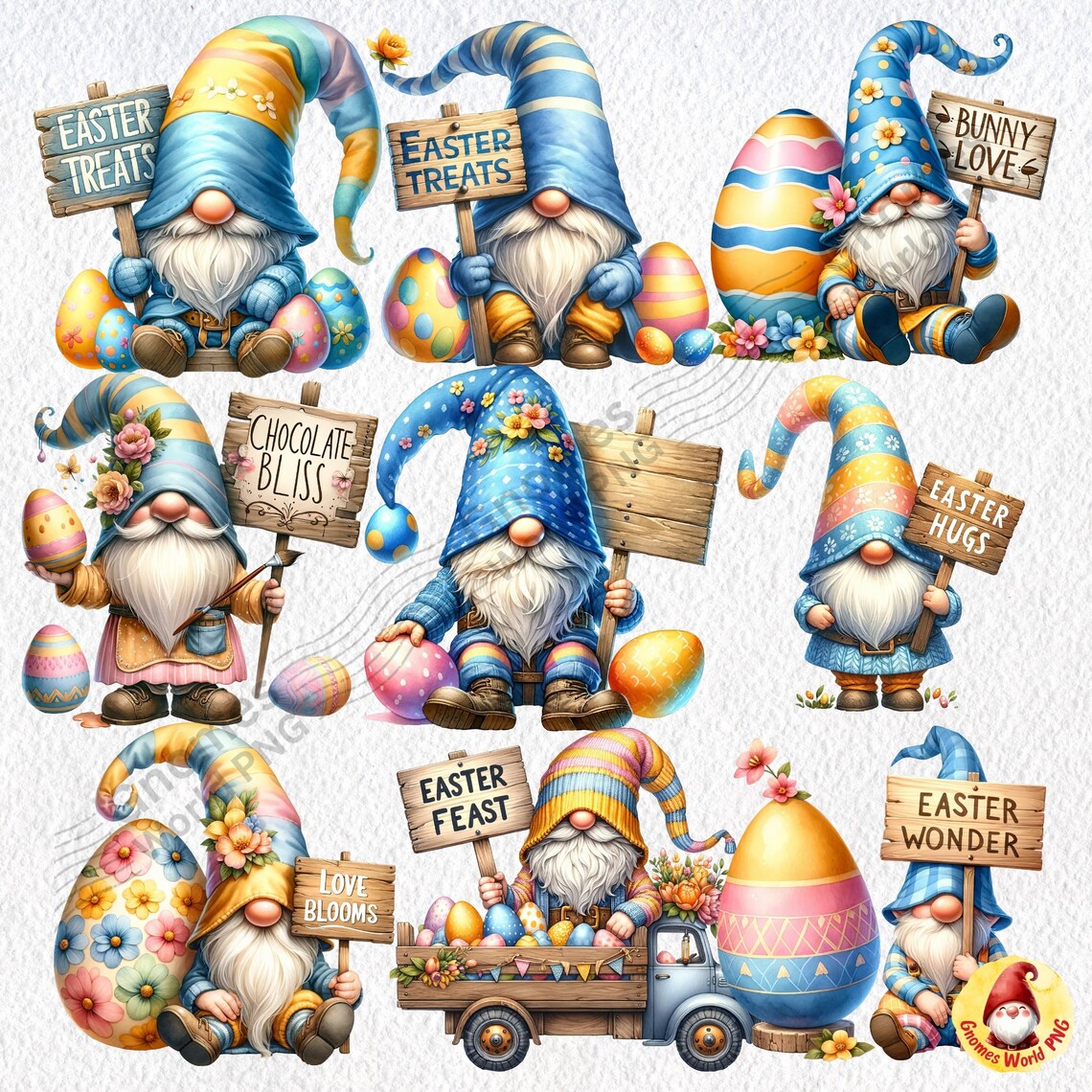 Watercolor Easter Gnomes Clipart, Cute Pastel Easter Gnome, Spring ...