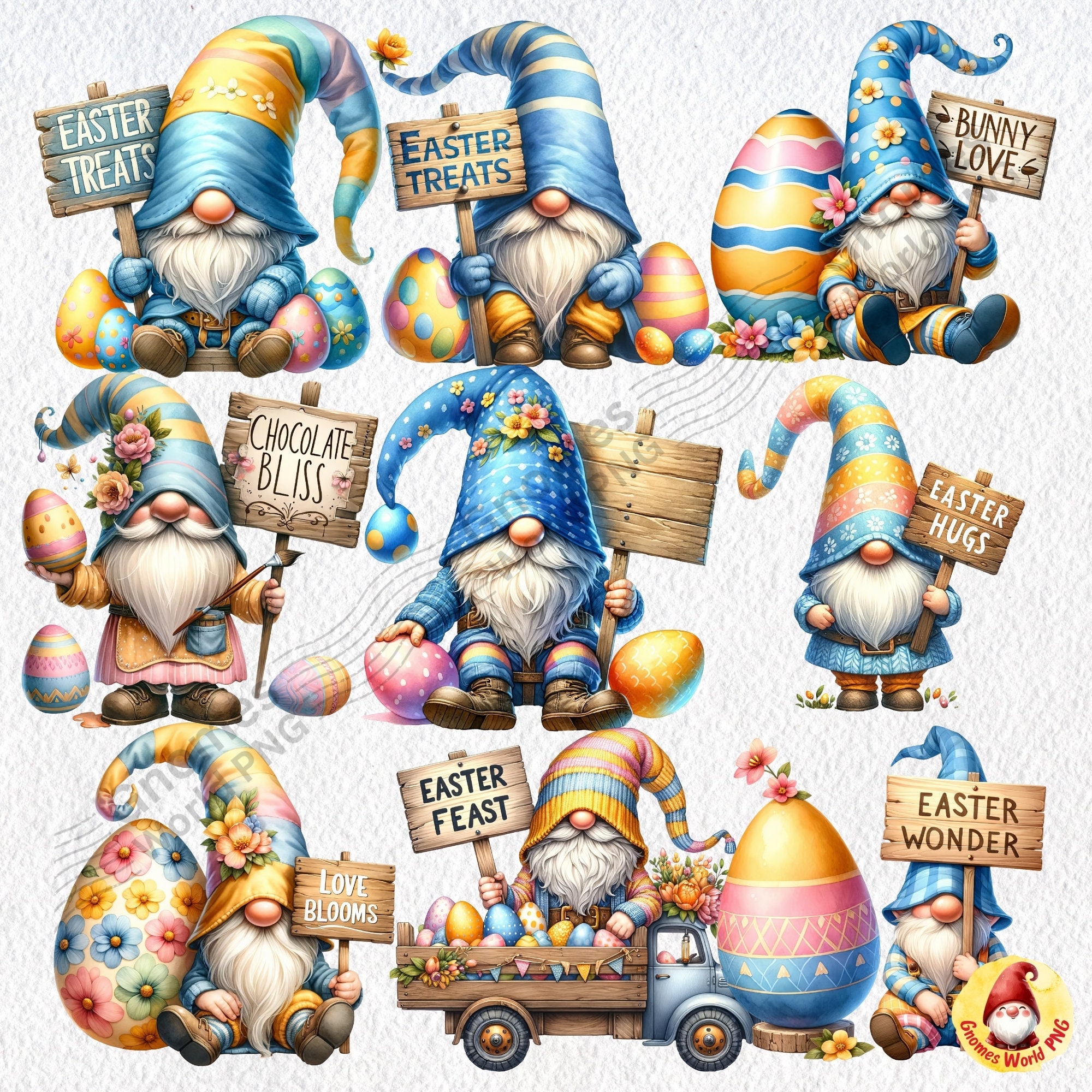 Watercolor Easter Gnomes Clipart, Cute Pastel Easter Gnome, Spring ...