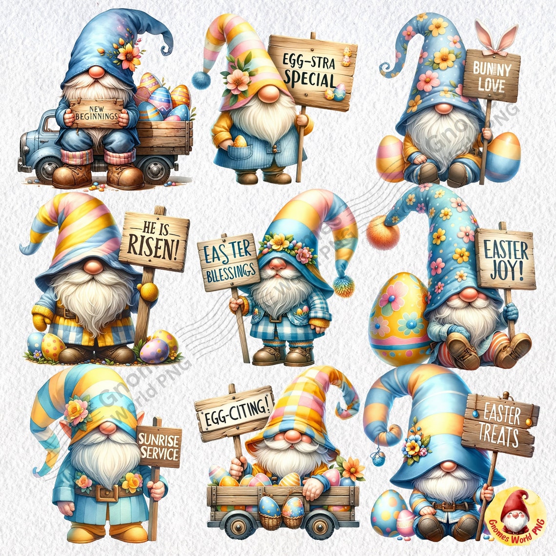 Watercolor Easter Gnomes Clipart, Cute Pastel Easter Gnome, Spring ...