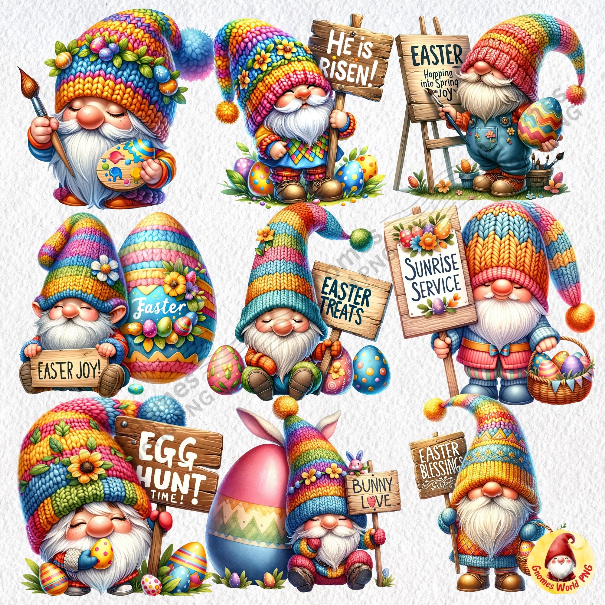 Easter Gnomes Clipart, Cute Watercolor Easter Gnome, Colorful Spring ...