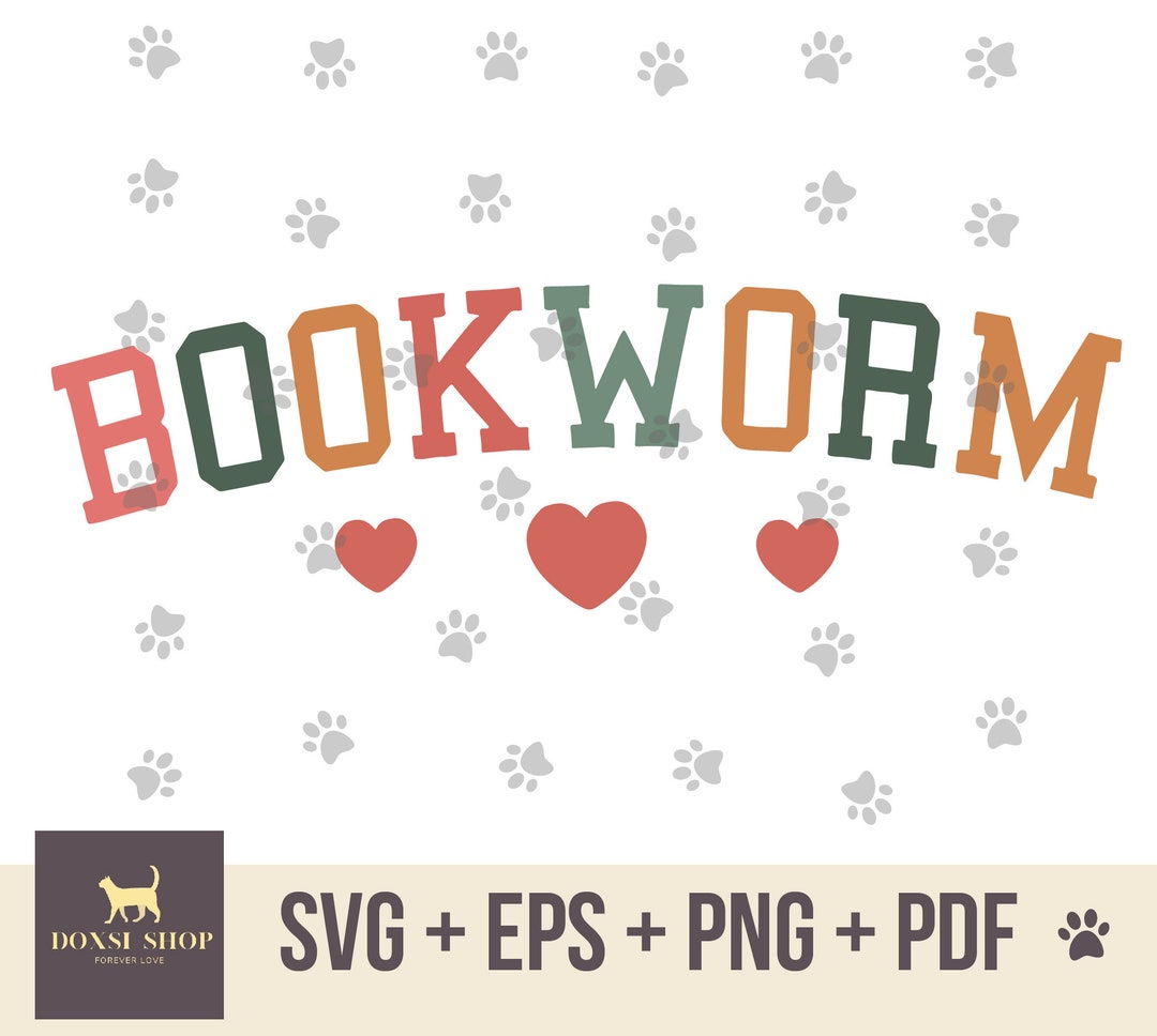 Bookworm SVG, Retro Bookish SVG, Book Lover Gift, Teachers Crew PNG ...