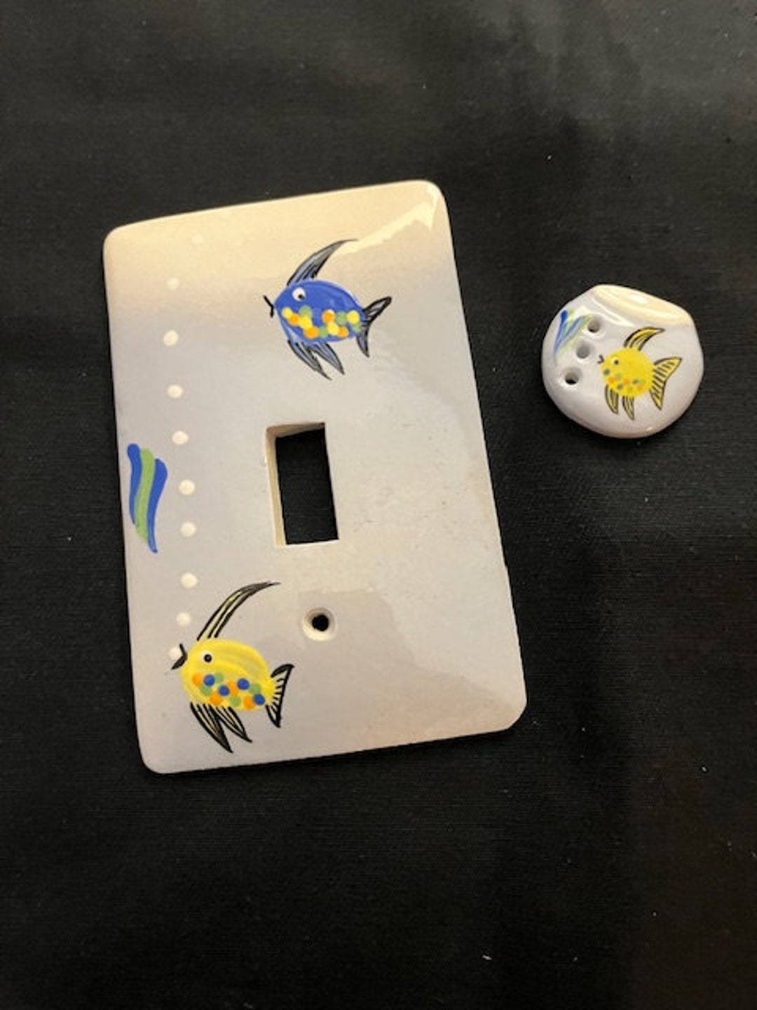 Fish Hand-painted Fish Light Switch Cover & Nightlight: Glazed Ceramic ...