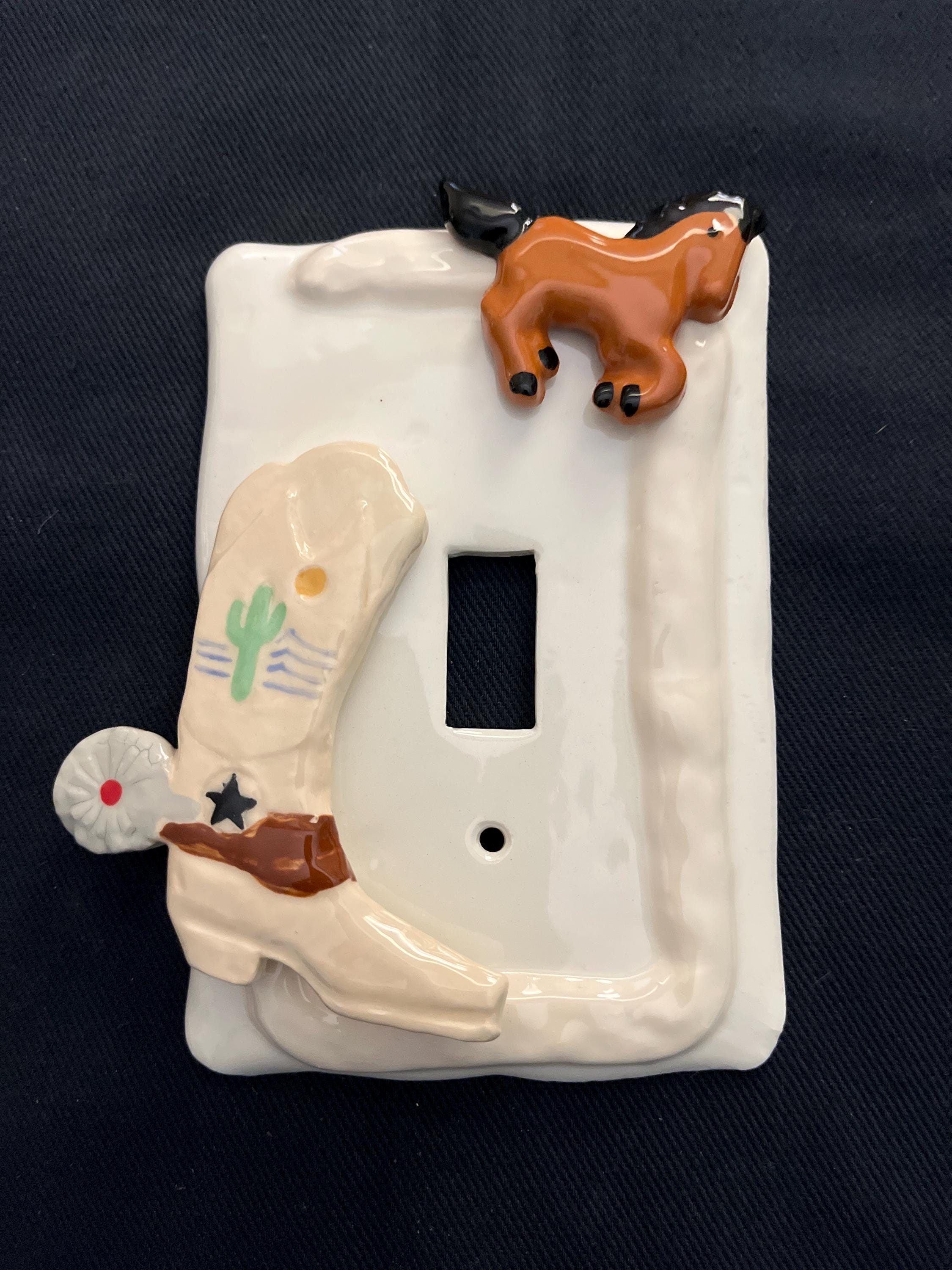 Cowboy Boot Handmade Cowboy Boot Light Switch Cover: 3D Ceramic ...