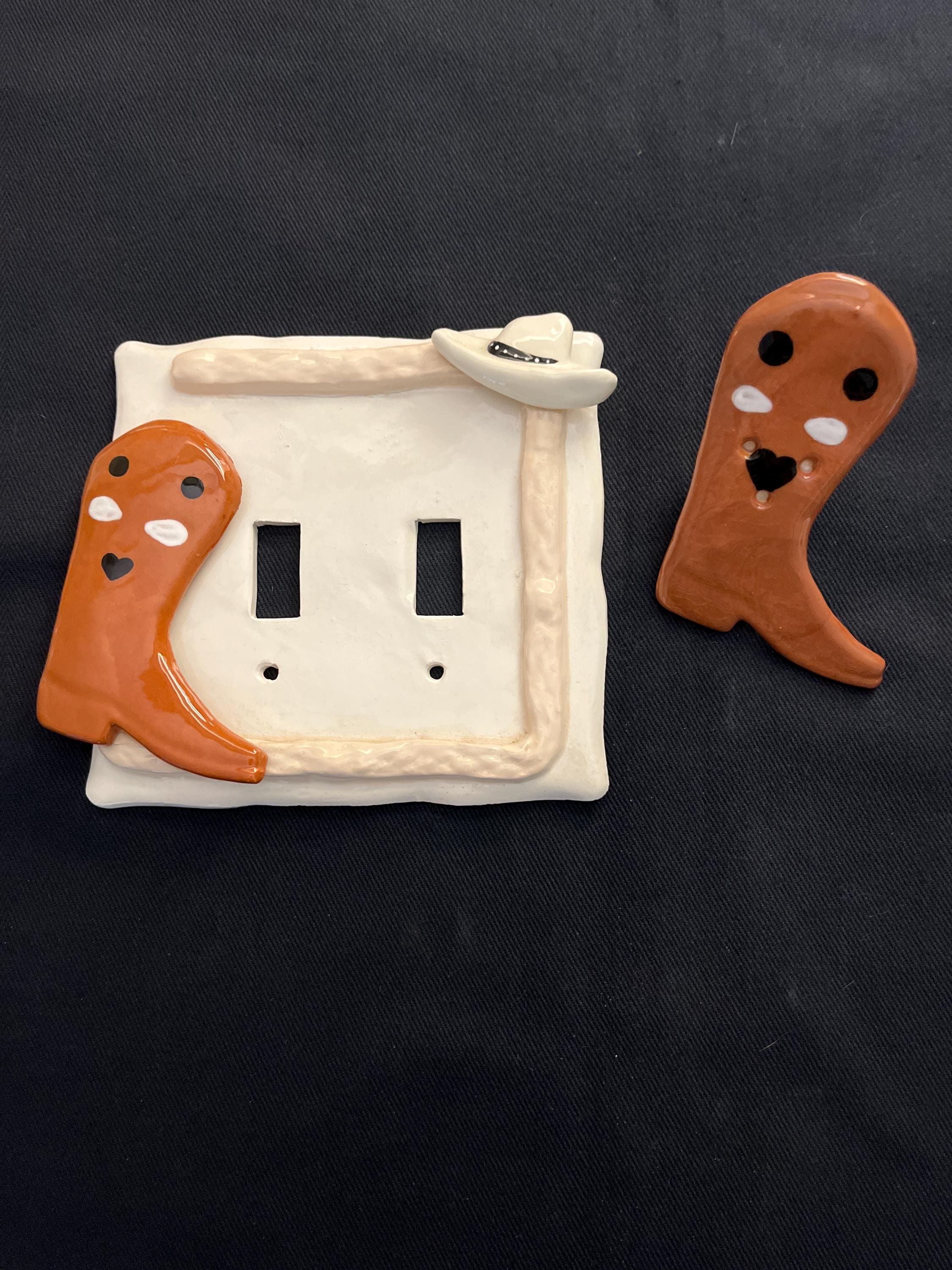 Cowboy Boot Handmade Cowboy Boot Light Switch Cover: 3D Ceramic ...