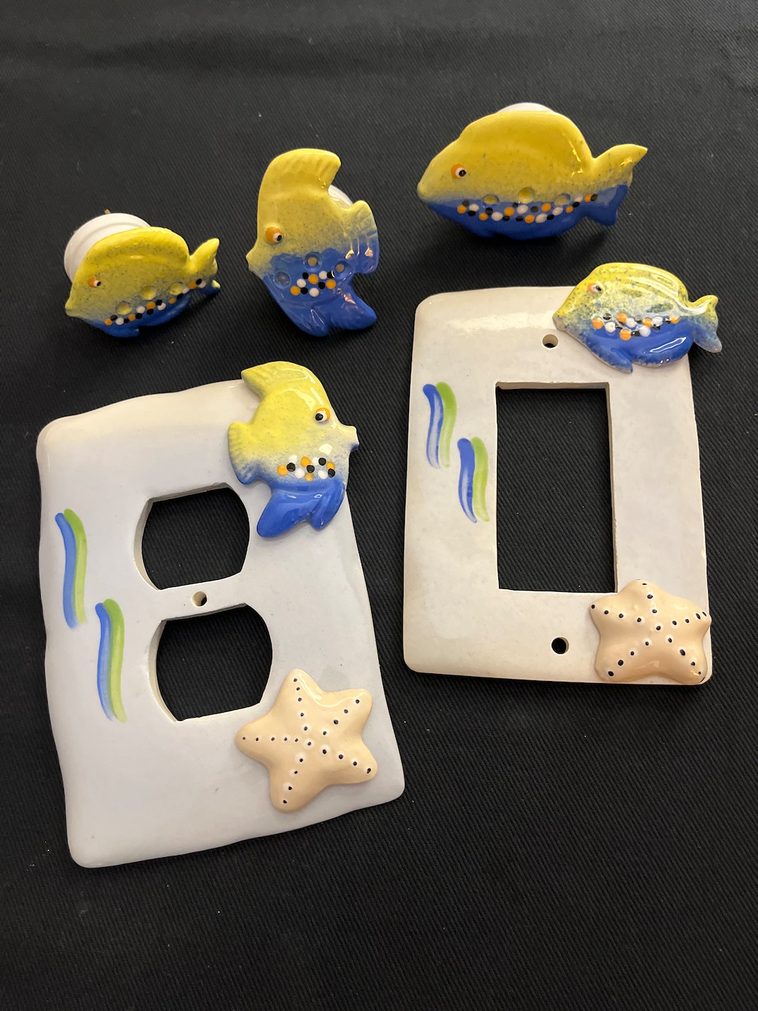 3D Fish Light Switch Cover Switch Plate Yellow and Blue Tropical Fish ...