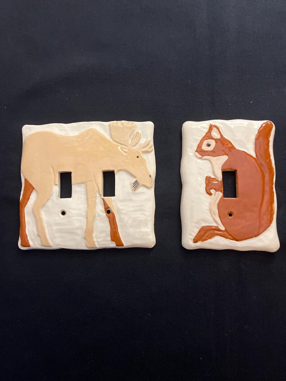 Moose Squirrel Deer Handmade Light Switch Cover: Glazed Ceramic Plate ...