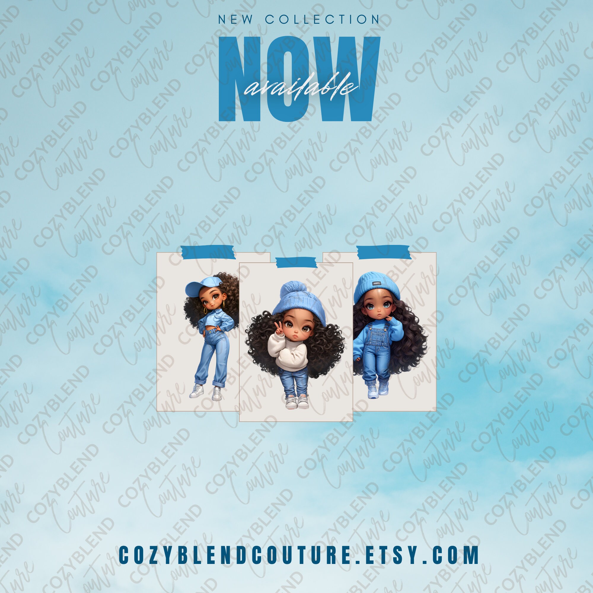 Denim Darling Girls Clipart: Stylish Girls Embracing the Denim Trend ...