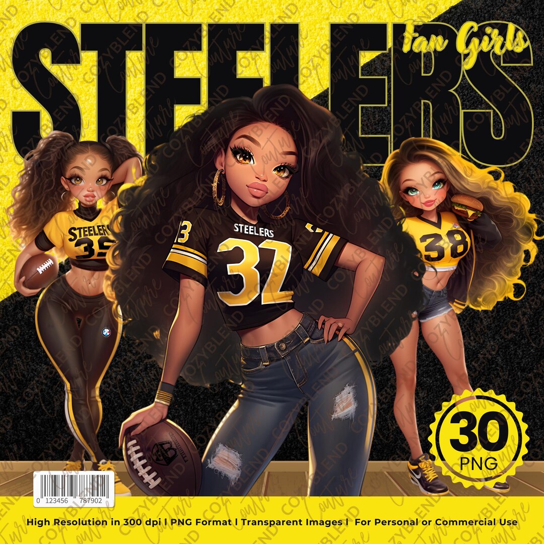 Steelers Fan Girls Clipart: PNG Stickers (digital Download) - Etsy
