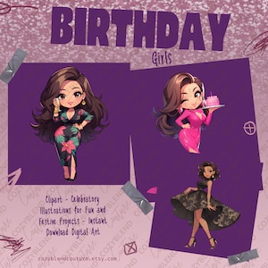 Birthday Girls Clipart - Celebratory Illustrations for Fun and Festive ...