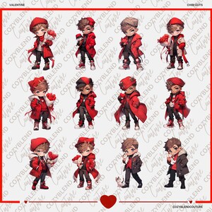 Valentine's Chibi Guys, Sweet Men in Love, Chibi Man, Boy Clipart ...
