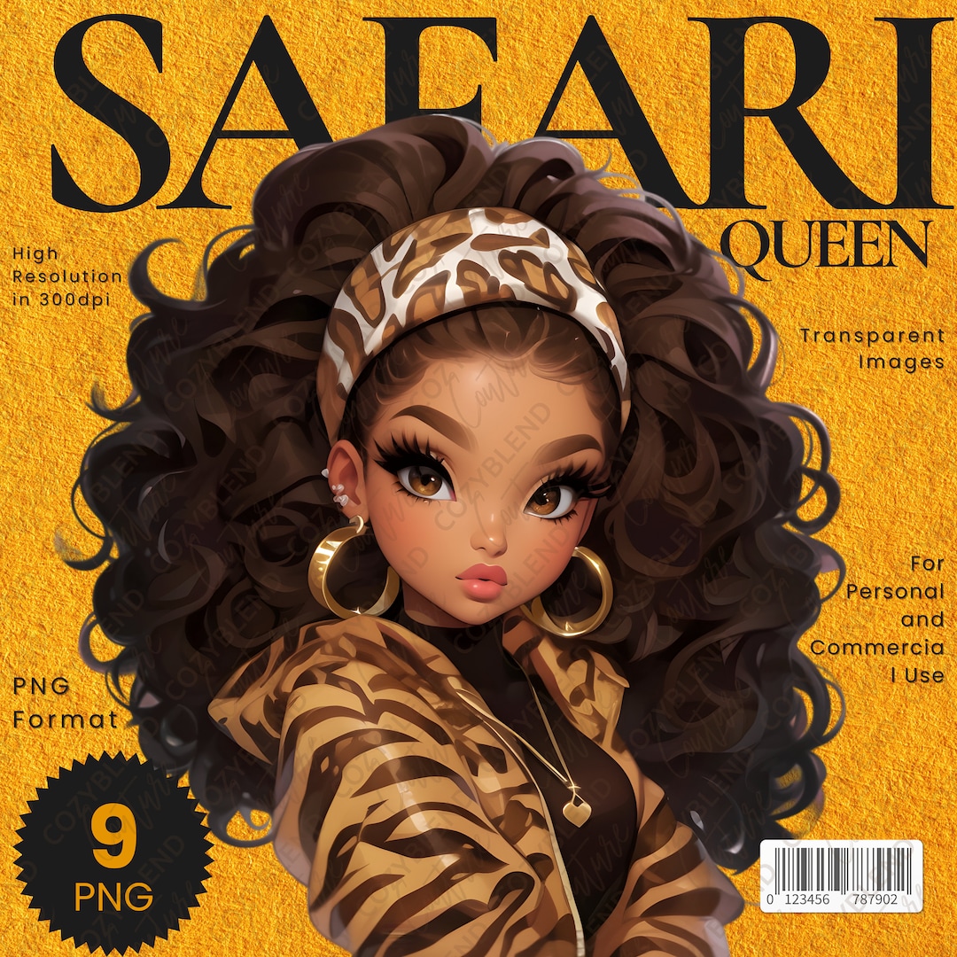Safari Queen Clipart: African American Woman, Zebra Print (digital Art ...