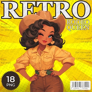 Retro Rodeo Queen Clipart - Vintage Cowgirl Charm for Your Creations ...