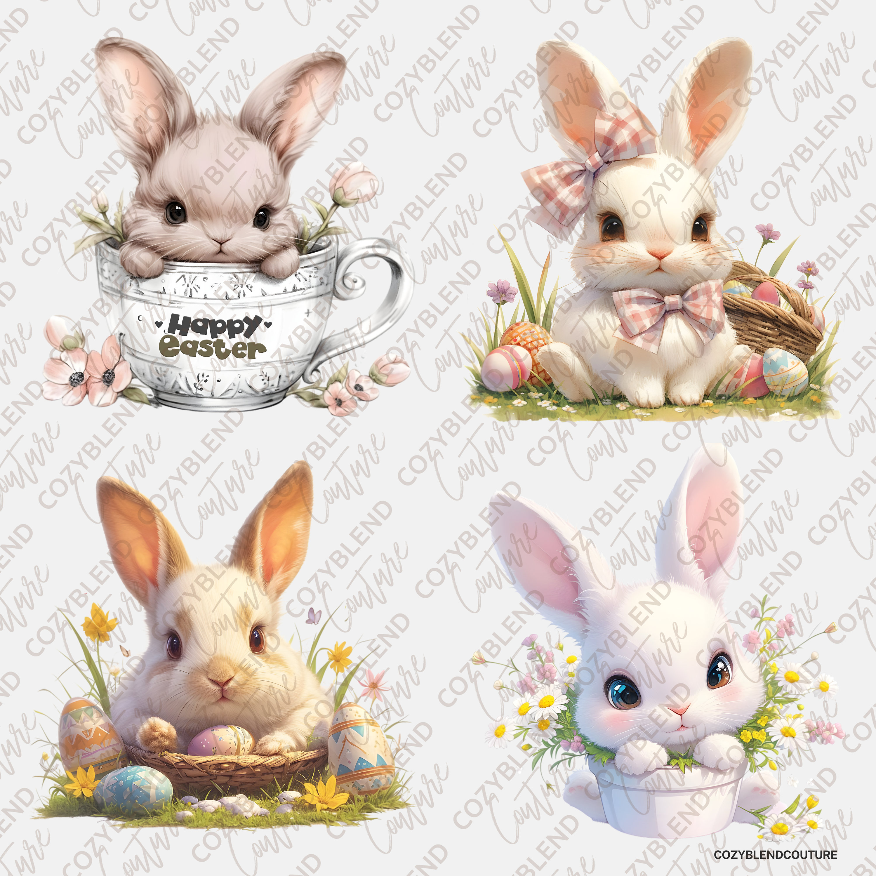 Easter Bunny Cutie Clipart Clipart Bundle, Easter Clipart, Easter ...
