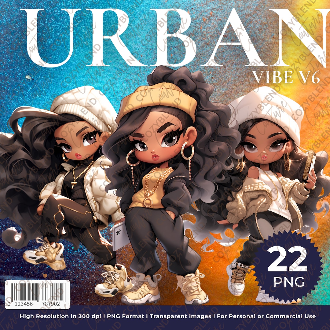 Urban Vibe V6, Funky Street-chic Chibi Art Bundle, Chibis, Woman ...
