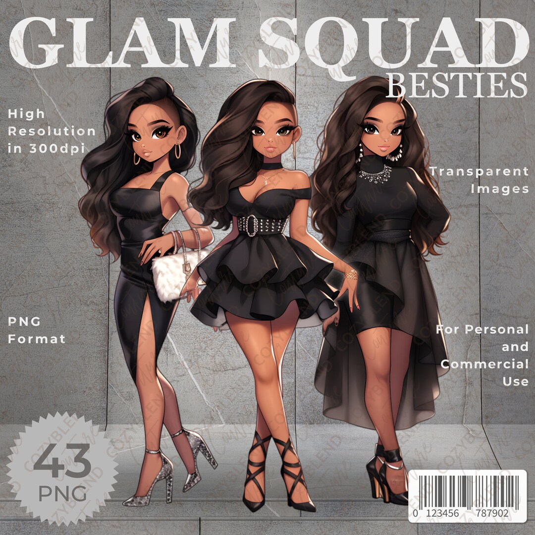 Glam Squad Besties Clipart - Sophisticated Friends Graphics for Glam ...