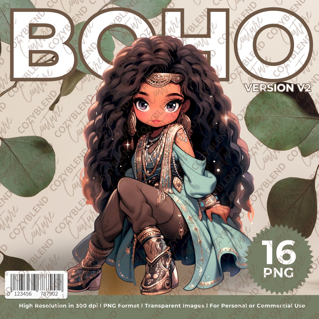 Chibi Girl Fashion Clipart Bundle: Boho Style PNG (digital Download) - Etsy